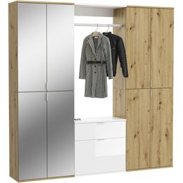 Garderoben-Set Home Affaire, B:183cm H:193cm T:34cm, braun, Holzwerkstoff, Flur, Kastenm&ouml;bel-Sets, "TRONDHEIM, 5-teilig, Breite 183cm, individuell