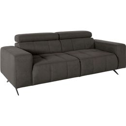 2-Sitzer DOMO collection, B:208cm H:79cm T:104cm, braun, 92% Polyester, 8% Nylon, Sofas, "Trento, mit Kufenfu&szlig; oder Einzelfu&szlig;", whlw. verstellbare