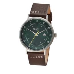 Regent Uhren REGENT Herren Quarzuhr, braun, Armbanduhren, Armbanduhr, Herrenuhr, Lederarmband, analog, Tag