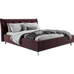 Home Affaire Polsterbett &raquo;Elloree, in 4 Breiten bis 200cm, auch in Leder&laquo; Kopfteilh&ouml;he 105 cm, belastbar bis 280 kg, auch in &Uuml;berl&auml;nge 220cm rot 100% 
