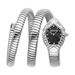 JUST cavalli time Damen Quarzuhr &raquo;Signature Snake&laquo; Armbanduhr, Edelstahlarmband, analog, Kristallsteine silber Einheitsgr&ouml;&szlig;e