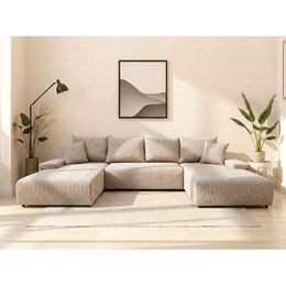 WERK2 Wohnlandschaft &raquo;Amalfi 348 x 188 cm modern und bequem&laquo; Cord, U-Form, XXL, Schlaffunktion, Bettkasten beige 90% Polyester, 10% Nylon B/H/T: 348cm