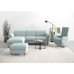 Sit & More Ecksofa SIT & MORE, B:251cm H:85cm T:161cm, blau, Wohnzimmer, Sofas, "Grenoble L-Form mit Federkern", wahlweise mit Schlaffunktion, Bettkasten, Arm-