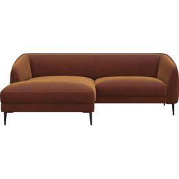 Ecksofa FLEXLUX, B:218cm H:74cm T:149cm, braun, 100% Polyester, Wohnzimmer, Sofas, "Belle Designsofa, bequem durch Kaltschaum im Sitz",