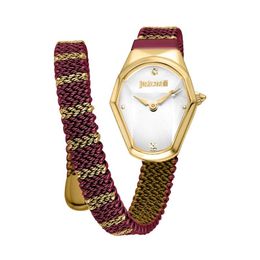 JUST cavalli time Damen Quarzuhr &raquo;Signature Snake&laquo; Armbanduhr, Edelstahlarmband, analog, Kristallsteine gold Einheitsgr&ouml;&szlig;e