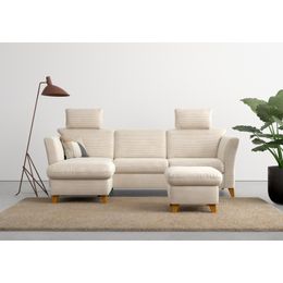 Ecksofa Home Affaire, B:249cm H:86cm T:162cm, beige, 100% Polyester, Wohnzimmer, Sofas, "Trelleborg L-Form", optional Schlaffunktion und Bettkasten,