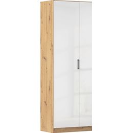 Mehrzweckschrank Rauch, B:69cm H:197cm T:41cmeiche artisan, hochglanz wei&szlig;, griffe graumetallic, Holzwerkstoff, K&uuml;che, Schr&auml;nke, "Garderobe