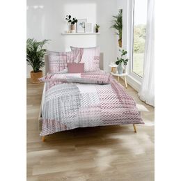 Kaeppel Bettw&auml;sche &raquo;Supreme&laquo; 3 Stk. mit graphischem Print rosa Mako-Satin, Obermaterial: 100% Baumwolle B/L: 200cm x 200cm, 1 Stk., 2 Stk., Mako-Satin, B/L: 