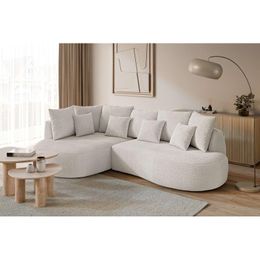 homsy by Ana Johnson Ecksofa &raquo;PEBBLA L-Form mit vielen Kissen, modernes Design, Bezug- Boucle&laquo; Breite 267 cm, Design-Sofa mit Ottomane recht/links 