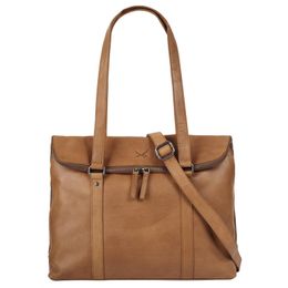 Sansibar Damen Shopper, braun, Leder, leicht gl&auml;nzend, unifarben, Taschen, echt Leder