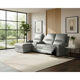 Ecksofa OTTO HOME, B:240cm H:102cm T:155cm, grau, Polyester 40% / Polyurethane 60%, Wohnzimmer, Sofas, "NAPORI Lederoptik, Multimediasofa, 3er