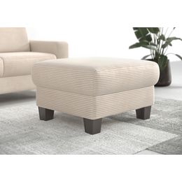Polsterhocker OTTO HOME, B:77cm H:48cm T:67cm, beige, 100% Polyester, Hocker, "Summer", inkl. Stauraum, Cord-Bezug, wengefarbene Holzf&uuml;&szlig;e