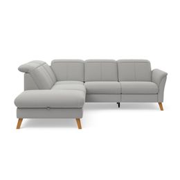 Sit & More Ecksofa SIT & MORE, B:250cm H:91cm T:220cm, silber, 90% Polyester 10%Polyamid, Wohnzimmer, Sofas, "Romero L-Form", wahlweise mit oder ohne