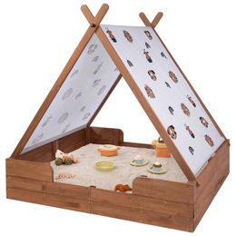 Muddy Buddy Sandkasten &raquo;Safari Seeker&laquo; mit Zelt, kakaobraun braun Massivholz B/H/L: 120cm x 140cm x 140cm