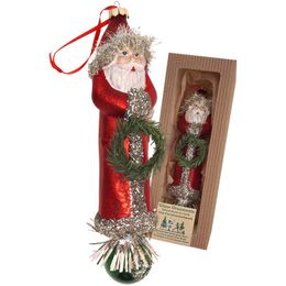 Weihnachtsbaumkugel &raquo;Baumschmuck Santa nostalgisch Kranz und Reflektor rot 25cm&laquo; Dekoriert mit Liebe zum Detail rot Glas 22cm
