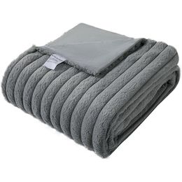 OTTO home Wohndecke &raquo;Milara Premium&laquo; hochwertige, flauschige Wohndecke, Tagesdecke, Premium 350g/m&sup2; grau Polyester B/L: 130cm x 180cm