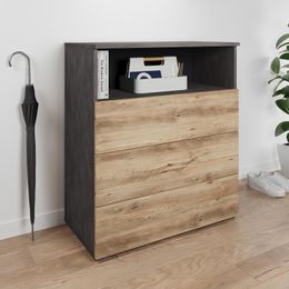 Kommode OTTO HOME, B:70cm H:80cm T:35cm, braun, Flur, Sideboards, "Paris", mit 3 Schubk&auml;sten (Breite 70 cm)