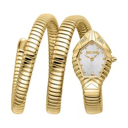 JUST cavalli time Damen Quarzuhr &raquo;Signature Snake&laquo; Armbanduhr, Edelstahlarmband, analog, Kristallsteine gold Einheitsgr&ouml;&szlig;e