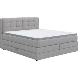 Boxspringbett COTTA, B:181cm L:215cm, grau, 100% POLYESTER (PES), Komplettbetten, "Fort II, in verschiedenen Breiten erh&auml;ltlich - auch als