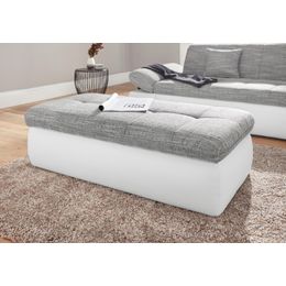 Hocker DOMO collection, B:136cm H:43cm T:64cm, grau, Microfaser PRIMABELLE (100% Polyester) / Struktur (90% Polyester, 10% Polyacryl);Kunstleder