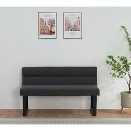 Essbank OTTO HOME, B:140cm H:82cm T:62cm, grau, 100% Polyester, K&uuml;che, Sitzb&auml;nke, "Ivanna", schwarze Metallbeine, pflegeleichtem Webstoff Bezug,