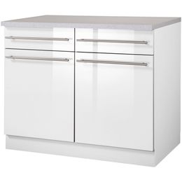 Wiho-K&uuml;chen Unterschrank WIHO K&Uuml;CHEN, B:100cm H:85cm T:60cm, wei&szlig;, K&uuml;che, Schr&auml;nke, "Chicago", 100 cm breit, 2 Schubk&auml;sten und 2 T&uuml;ren, f&uuml;r viel Stauraum