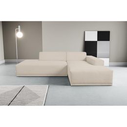 WERK2 Ecksofa &raquo;Apollo 264 x 188 cm modern und bequem&laquo; Waffelcord, L-Form beige 100% Polyester B/H/T: 264cm x 70cm x 188cm, Waffelcord, Ottomane rechts