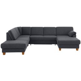 Wohnlandschaft Home Affaire, B:314cm H:88cm T:91cm, grau, Luxus-Microfaser Vintageoptik(100% Polyester);Struktur fein ( 100%