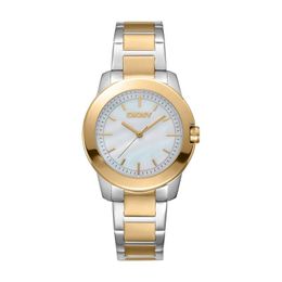 DKNY Damen DKNY Quarzuhr &raquo;Park Ave Midi&laquo; Armbanduhr, Damenuhr, Edelstahlarmband, analog gold Einheitsgr&ouml;&szlig;e