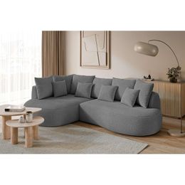 homsy by Ana Johnson Ecksofa &raquo;PEBBLA L-Form mit vielen Kissen, modernes Design, Bezug- Boucle&laquo; Breite 267 cm, Design-Sofa mit Ottomane recht/links 