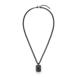 s.Oliver Herren Kette mit Anh&auml;nger "Kompass-Design", Edelstahl, L: 55 B: 2mm, schwarz, Edelstahl, B:2mm, Halsketten