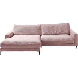 Home Affaire Ecksofa &raquo;Downtown, B/T/H: 272/190/84 cm L-Form&laquo; weicher Sitzkomfort auch in Cord und Boucl&eacute;, incl. Zierkissen rosa 88% Polyester, 12% 