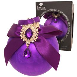 Weihnachtsbaumkugel &raquo;Weihnachtskugel Strassstein, Schleife, Eisdesign violett 8cm&laquo; Dekoriert mit Liebe zum Detail lila Glas 8cm