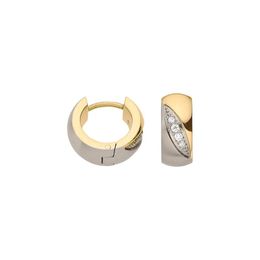 Firetti Damen Paar Creolen &raquo;Schmuck Geschenk Titan Ohrschmuck Ohrringe bicolor&laquo; mit Zirkonia (synth.) 14,5mm, Titan