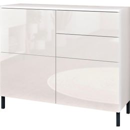 borchardt M&ouml;bel Kommode BORCHARDT M&Ouml;BEL, B:93cm H:80cm T:35cm, wei&szlig;, Holzwerkstoff, Flur, Sideboards, "Haama, Sideboard mit Metallf&uuml;&szlig;en, Push-to-open-Technik, Breite