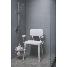 Bischof Dusch- und Badhocker &raquo;Splash Deluxe&laquo; belastbar bis 150 kg mit schwenkbarer Ablage 28x21cm, T&Uuml;V-GS wei&szlig; Einheitsgr&ouml;&szlig;e