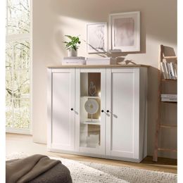 OTTO home Highboard &raquo;Brest, Schrank im Landhausstil, Sideboard, zeitloses Stauraumelement&laquo; schwarze Metallgriffe, ausreichend Stauraum, Glast&uuml;r, 139 