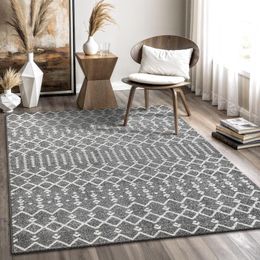 Sanat Teppich &raquo;Boho 8203 , auch als L&auml;ufer und in Rund&laquo; rechteckig 10 mm H&ouml;he Kurzflor, robust, Boho, Scandic, f&uuml;r Fussbodenheizung geeignet grau Kunstfaser