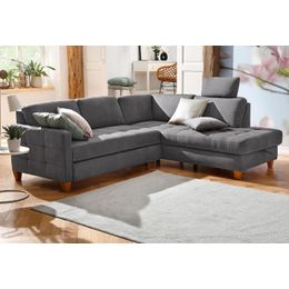 Ecksofa Home Affaire, B:233cm H:80cm T:196cm, grau, Luxus-Microfaser in Lederoptik (100% Polyester);Struktur fein (100% Polyester);Luxus-Microfaser