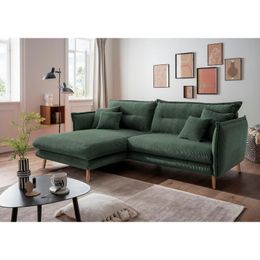 Home Affaire Ecksofa &raquo;Lazio, 255 x 180 cm, modern und bequem&laquo; zwei verschiedene Fu&szlig;farben w&auml;hlbar gr&uuml;n 93% Polyester, 7% Polyamid B/H/T: 255cm x 94cm 