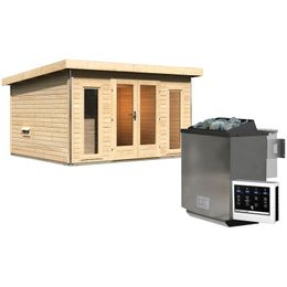 Karibu Saunahaus &raquo;Maiko 2A&laquo; Set, Ofen 9 kW Bio externe Strg easy beige Bio-Ofen, externe Steuerung, 9 kW