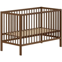 Babybett Vipack, H:84,4cm L:124,4cm T:64,5cm, braun, Massivholz, Babybetten, "DINO, ideal f&uuml;r Ihr Kinderzimmer, Made in Europe, Buche massiv",