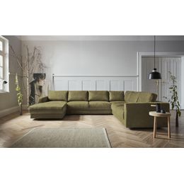 Wohnlandschaft OTTO HOME, B:348cm H:80cm T:270cm, gr&uuml;n, Luxus-Microfaser Lederoptik (100% Polyester;Struktur grob (100% Polyester);Samtoptik (100%