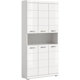 Hochschrank Welltime, B:90cm H:191cm T:31cm, wei&szlig;, FSC-zertifizierter Holzwerkstoff, MDF, Badezimmer, Schr&auml;nke, "SIENA, H&ouml;he 191cm, 6 T&uuml;ren, 1
