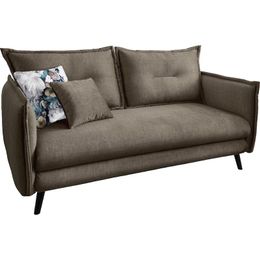 Home Affaire 3-Sitzer &raquo;Lazio, 183 cm breit, modern und bequem&laquo; Velours, Kissen: Microfaser, inkl. R&uuml;cken- und Zierkissen braun 100% Polyester;