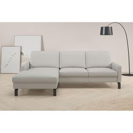 Home Affaire Ecksofa inkl. saugroboterfreundliche H&ouml;he & schmale Armlehnen wei&szlig; 100% Leder B/H/T: 244cm x 86cm x 164cm, Dickleder, Longchair links, 