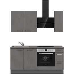 K&uuml;chenzeile Nobilia, B:180,3cm H:216,6cm T:60cm, grau, Komplettk&uuml;chen-Sets, ""Riva II", NEU: individuell anpassbar mit gratis Profi-Beratung",