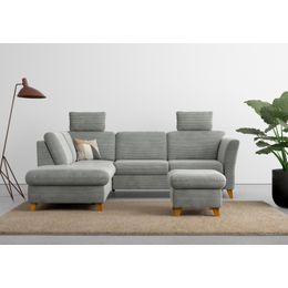 Ecksofa Home Affaire, B:252cm H:86cm T:213cm, silber, 100% Polyester, Wohnzimmer, Sofas, "Trelleborg L-Form", optional Schlaffunktion und Bettkasten,