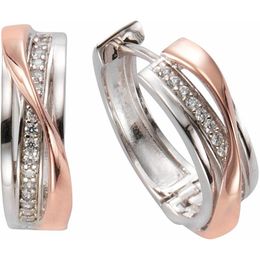 Firetti Damen Paar Creolen &raquo;Schmuck Geschenk Silber 925 zweifarbig geschwungenes Design&laquo; mit Zirkonia (synth.) rosa Silber 925 (Sterlingsilber)