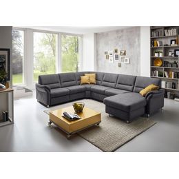 Wohnlandschaft DIE PLANBAR, B:330cm T:262cm, grau, 100% Polyester, Sofas, "ZE-EM16033 U-Form, Breite 330 cm", wahlweise mit Kopfst&uuml;tzen und